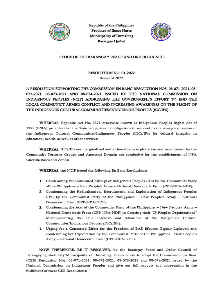 Sample BPOC Resolution | Download Free PDF | International Relations ...