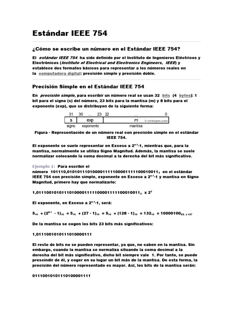 Guía sobre el Estándar IEEE 754 | PDF | Notación Matemática | Números