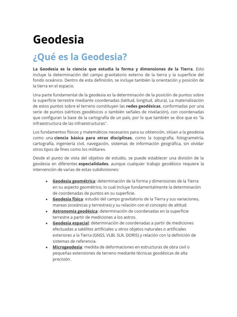 Geodesia | PDF | Geodesia | Ciencias de la Tierra