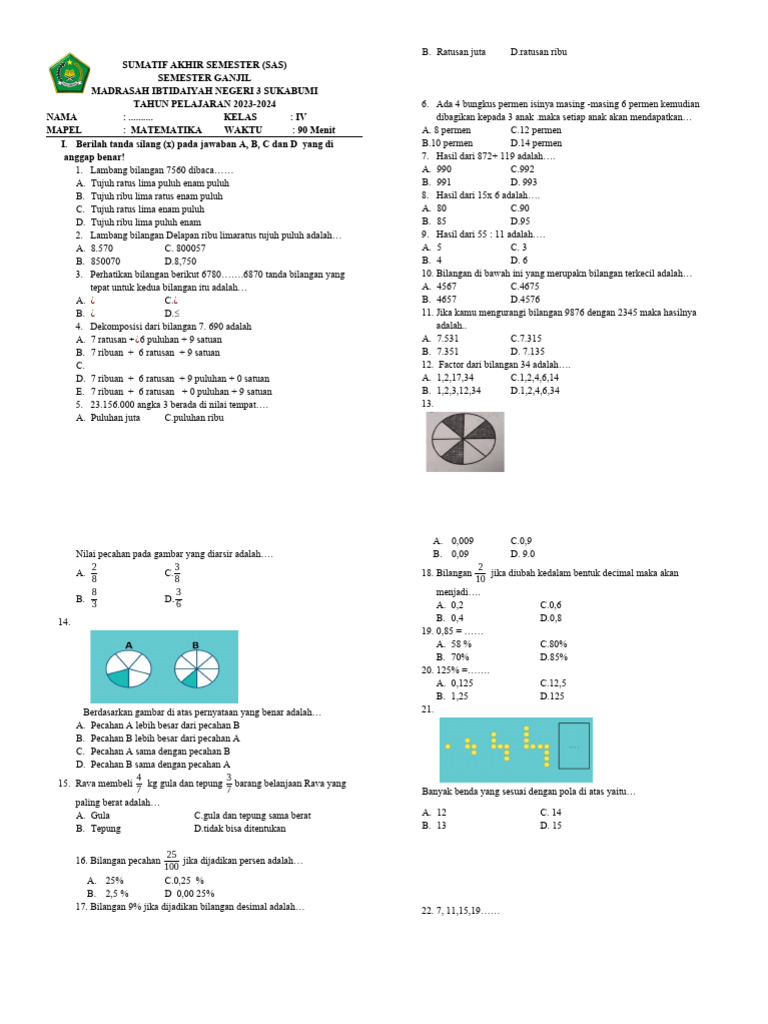 Matematika Kelas 4 Kumer | PDF