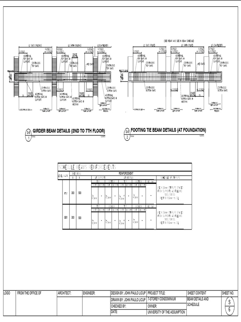 7-Storey Condominium Beam Details | PDF