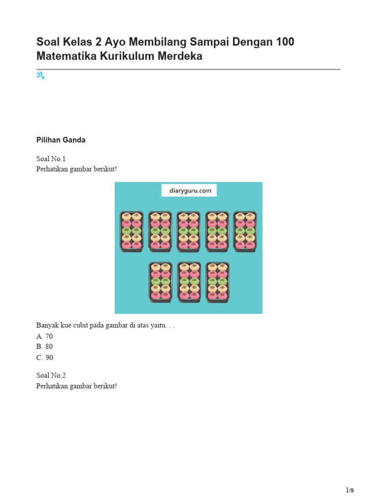 Soal Kelas 2 Ayo Membilang Sampai Dengan 100 Matematika Kurikulum Merdeka | PDF
