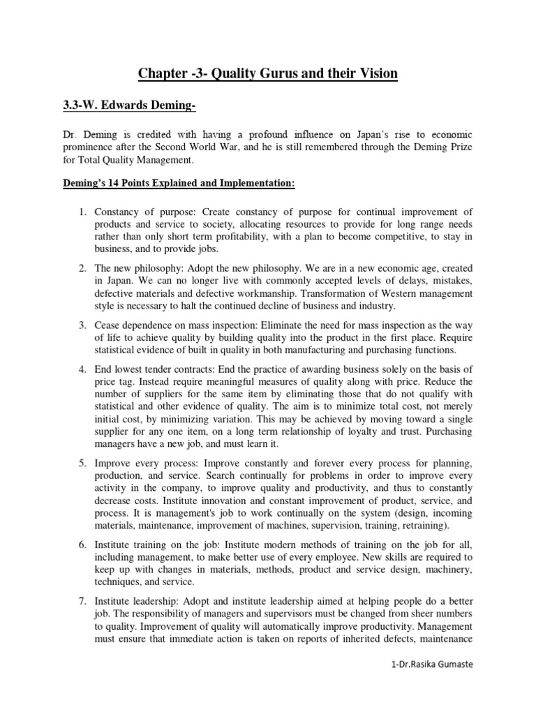 BHMCT Sem Vii TQM Ae 703 Chapter 3 | PDF | Quality (Business) | Quality Management