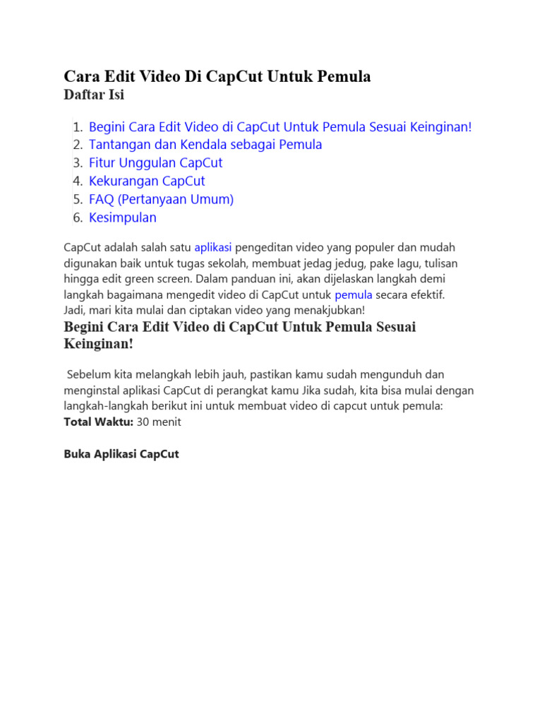 Cara Edit Video Di CapCut Untuk Pemula | PDF | Bisnis | Komputer