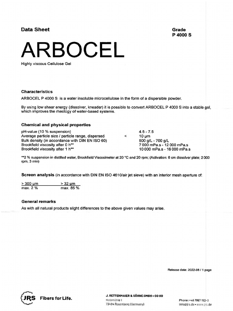 Arbocel P400S | PDF