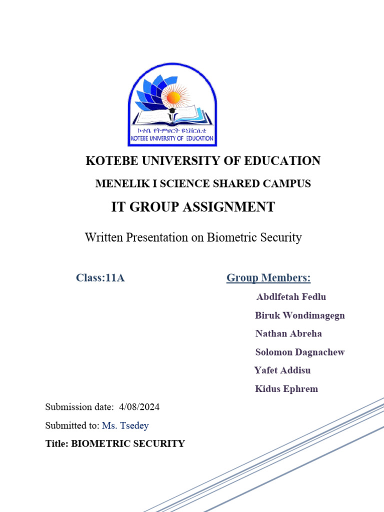 IT Assignment | PDF | Biometrics | Authentication