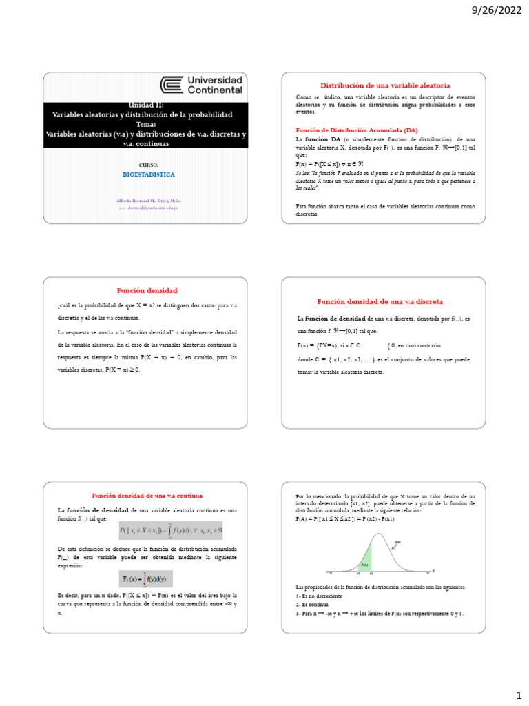 Variables Aleatorias y Distribuciones | PDF | Función de densidad de probabilidad | Variable ...