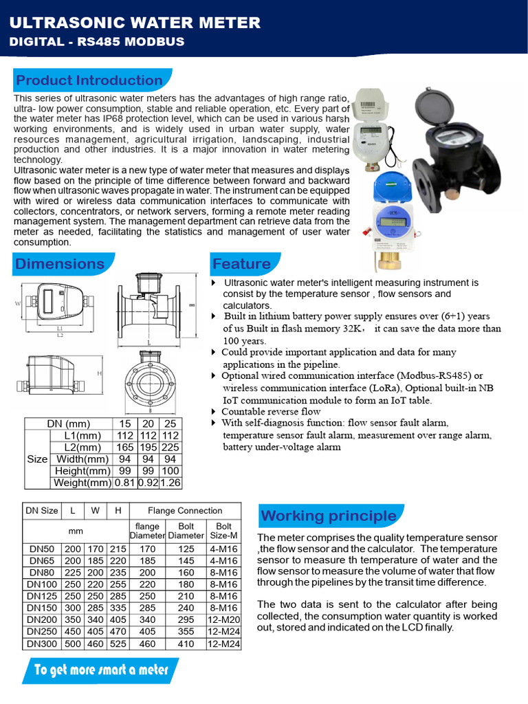 Catalogue_Water Meter Ultrasonic Modbus SAITEC | PDF | Flow Measurement ...