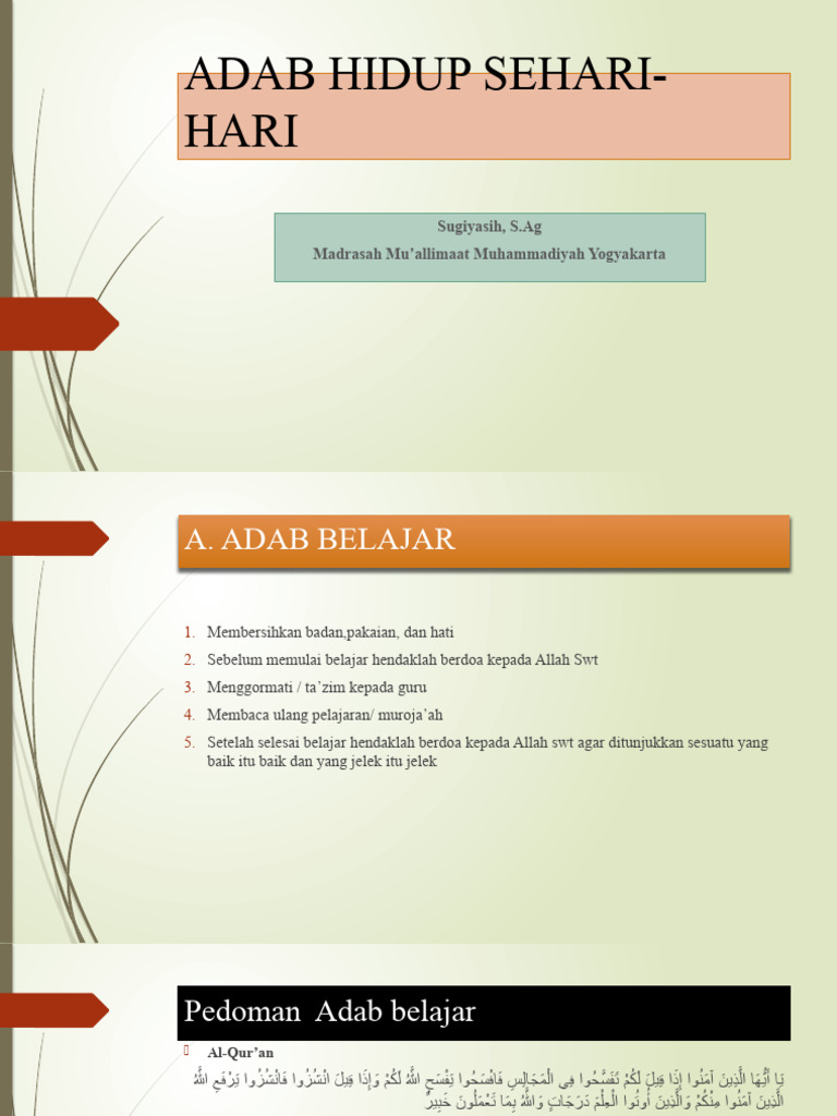Materi Bab 2 Adab Hidup Sehari-Hari | PDF