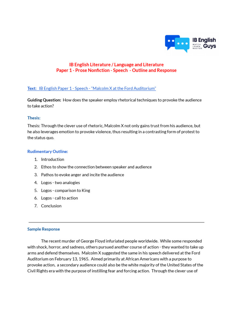 Rhetorical Analysis of Malcolm X's Speech | PDF | Malcolm X | Rhetoric