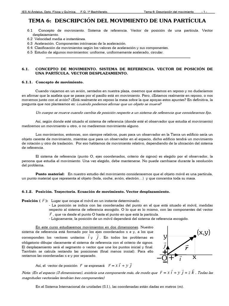Cinemática. Teoría | PDF | Aceleración | Velocidad