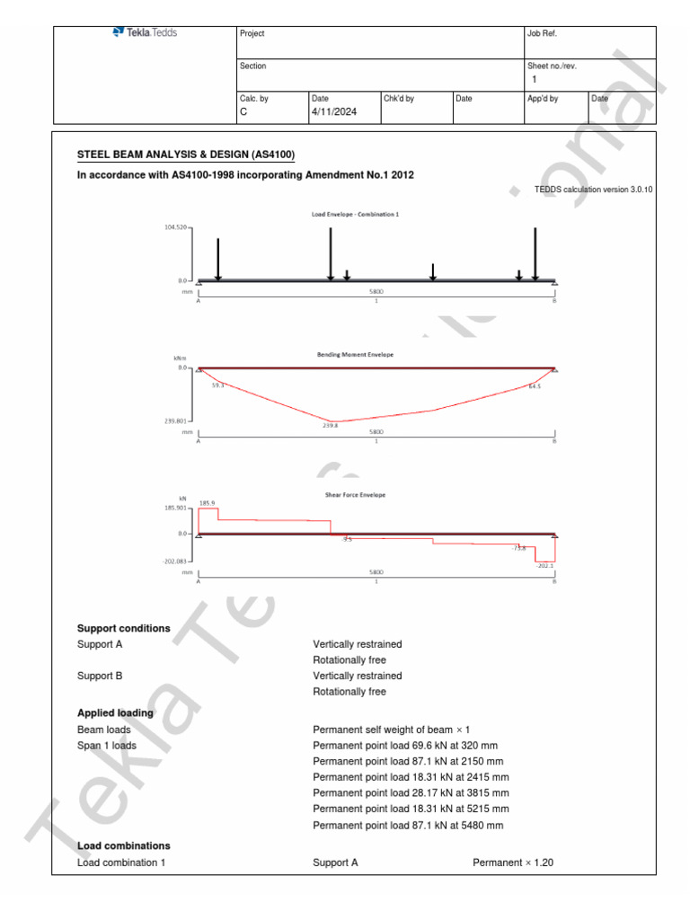 Steel Beam Analysis AS4100 | PDF | Strength Of Materials | Beam (Structure)