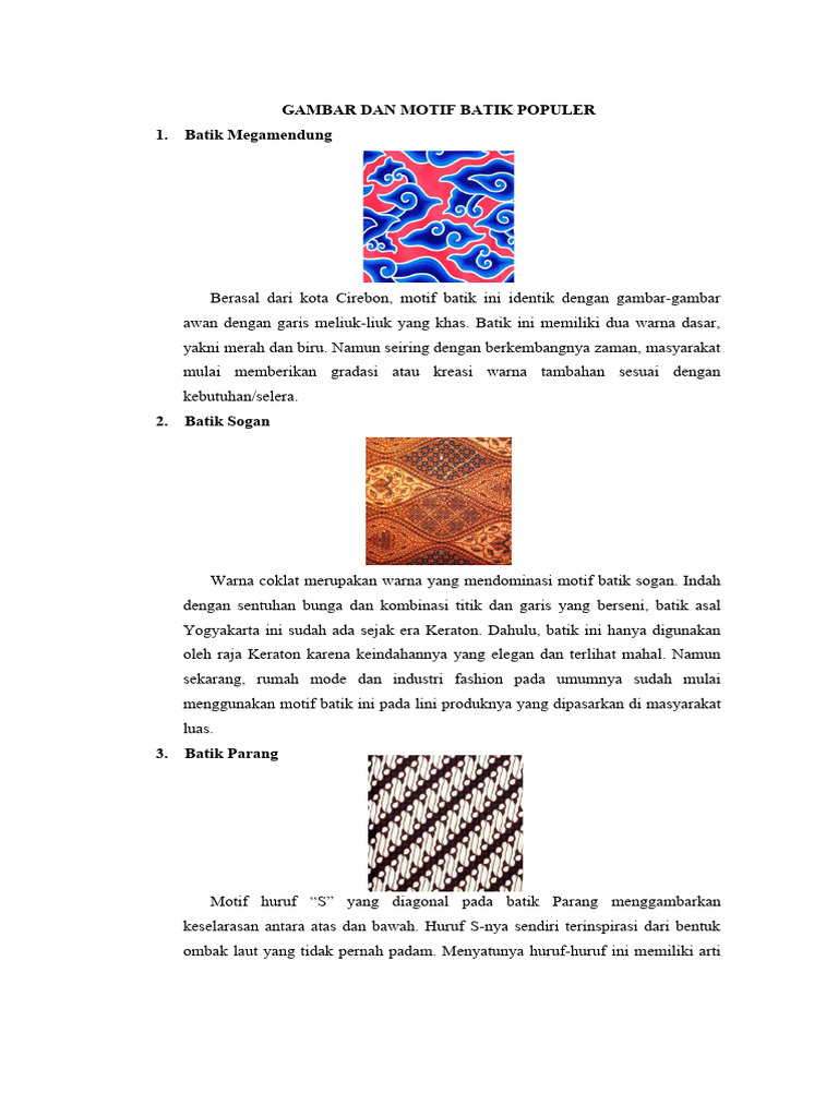 Motif Batik Populer di Indonesia | PDF