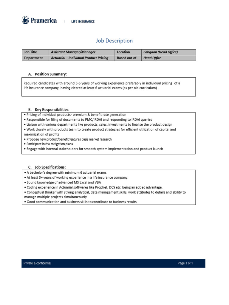 JD Actuarial - Pricing | PDF