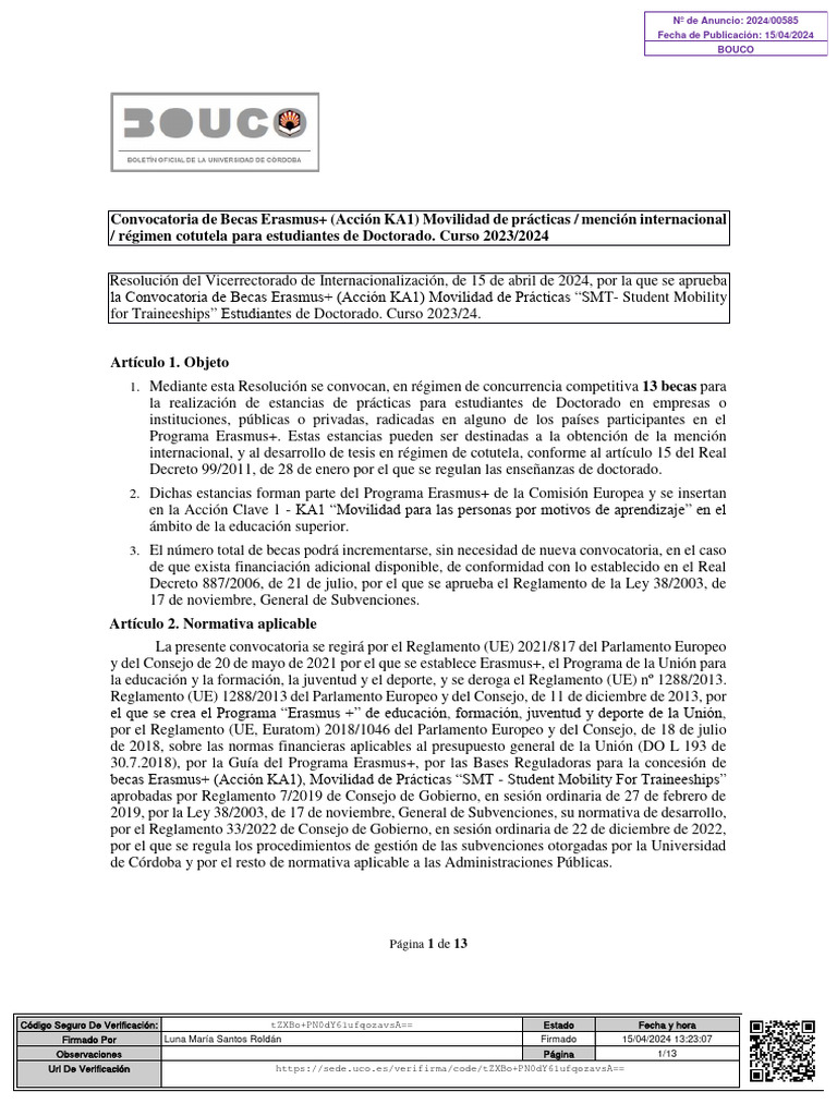 Convoc KA1 SMT Doctorado | PDF