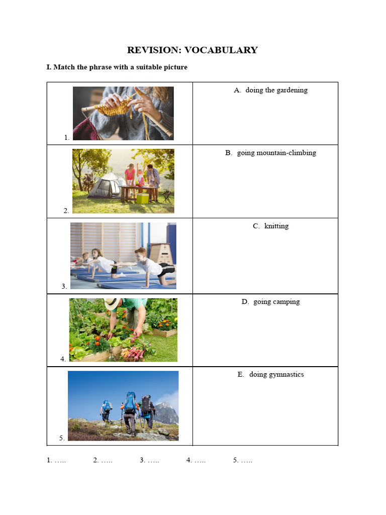 Revision Vocabulary | Download Free PDF | Hobbies