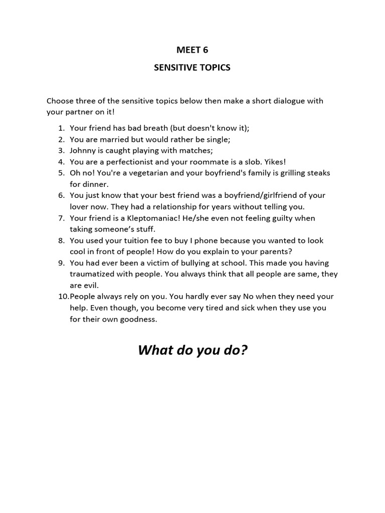 Dialogues on Sensitive Topics | PDF