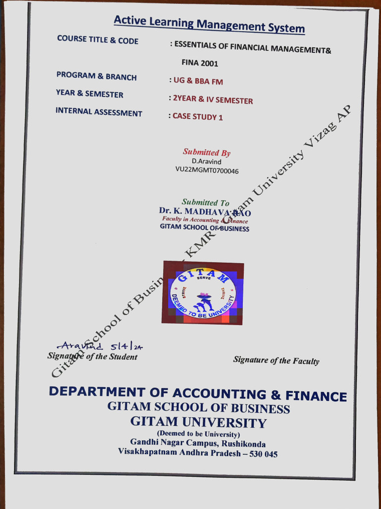 Efm Case Study 1 | PDF