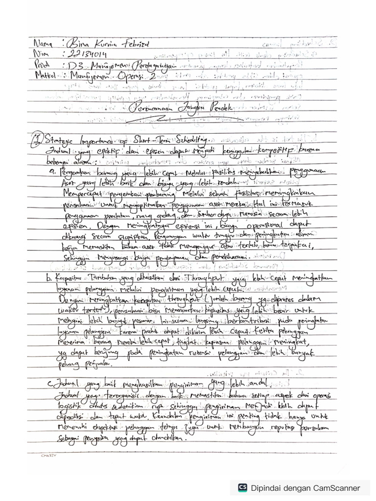 Resume Perencanaan Jangka Pendek - Bima Kurnia Febrizal | PDF