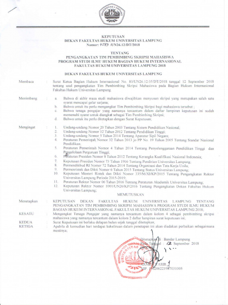 SK Pembimbing Skripsi Bismo Jiwo Agung | PDF