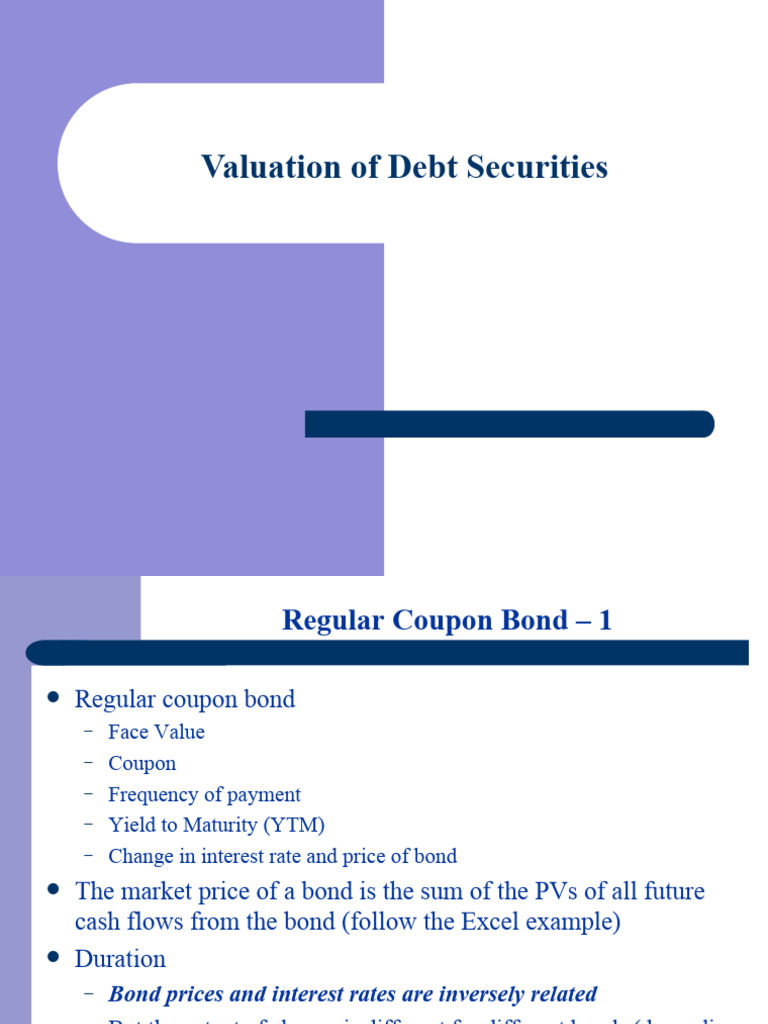 Debt Securities Valuation and Risks | PDF | Bonds (Finance) | Bond Duration