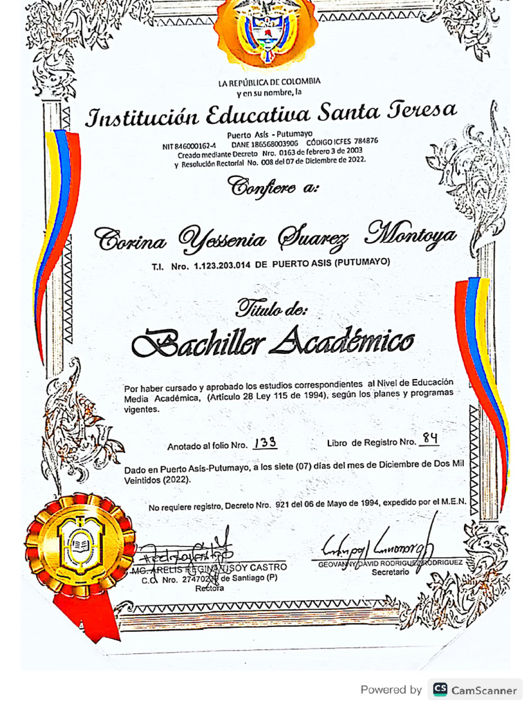 Diploma Bachiller 1. | PDF