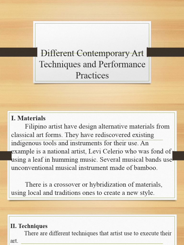 Different Contemporary Art Techniques and Performance Practices CPAR ...