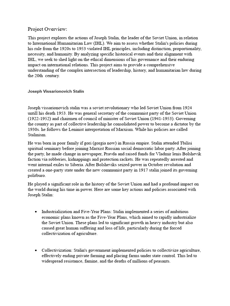 IHL project | PDF | Joseph Stalin | Soviet Union