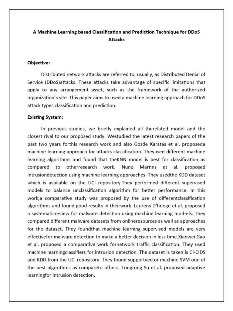 Ddos Attack Prediction Ml Pdf Machine Learning Denial Of Service Attack 