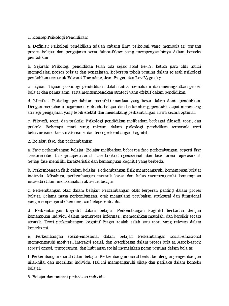 Materi Psikologi Pendidikan | PDF