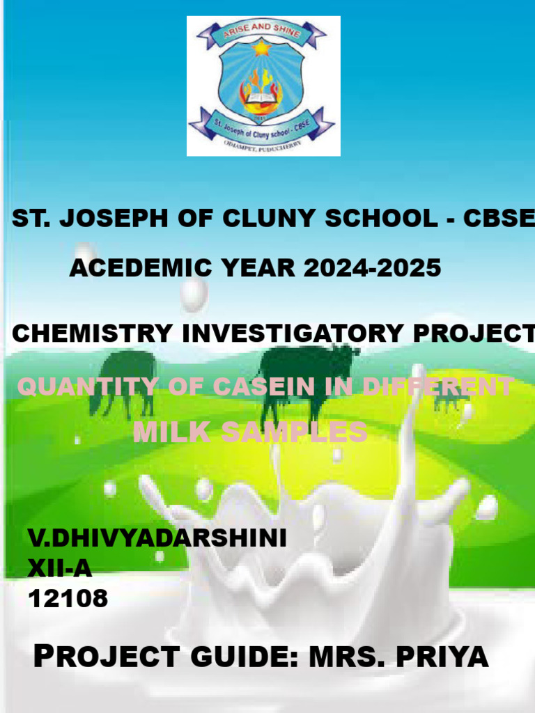 251092460 Amount of Casein in Milk Chemistry Project Cbse Class 12 (1 ...