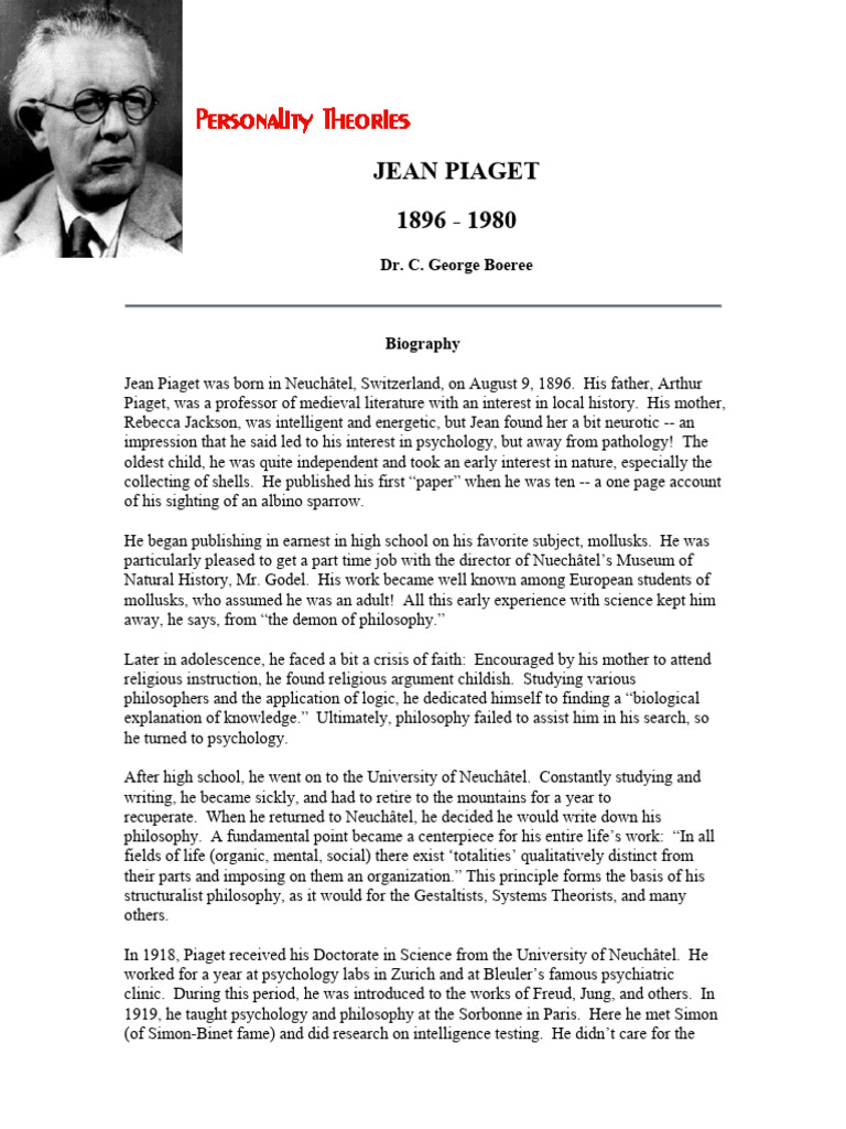 Jean Piaget | Download Free PDF | Psychology | Cognitive Science