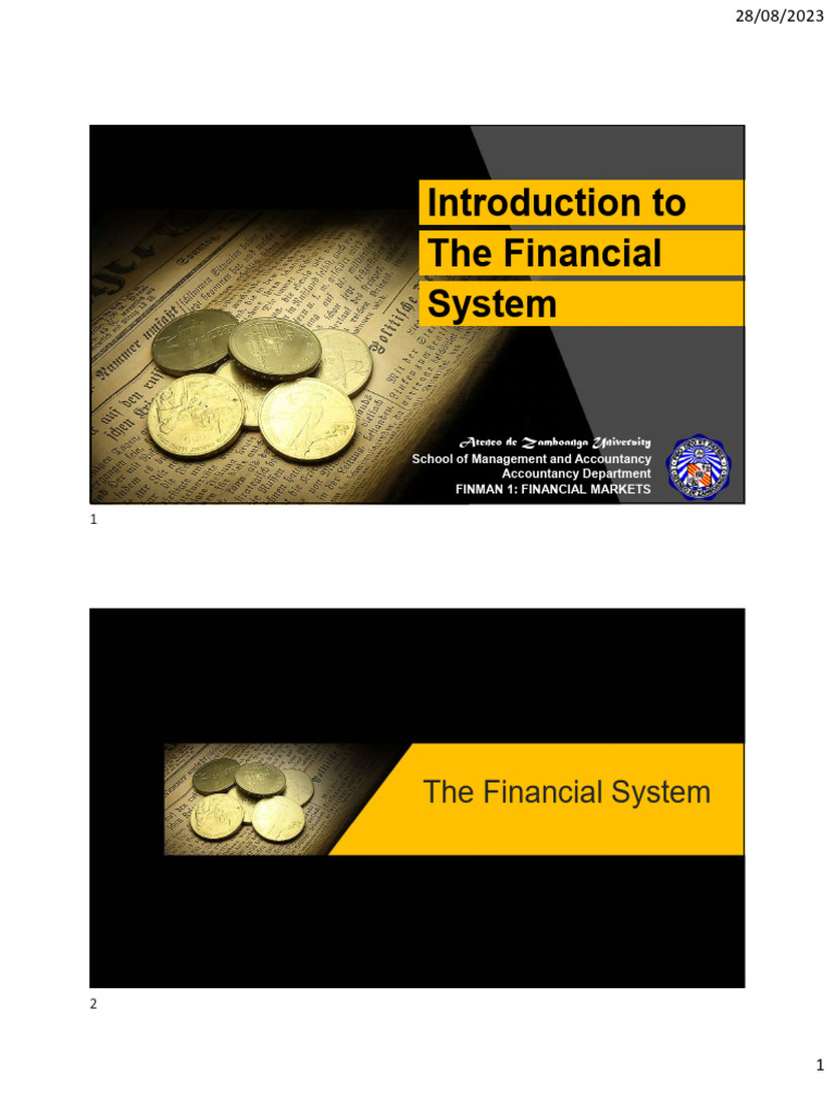 Introduction To Finance and The Financial System | PDF | Banks ...
