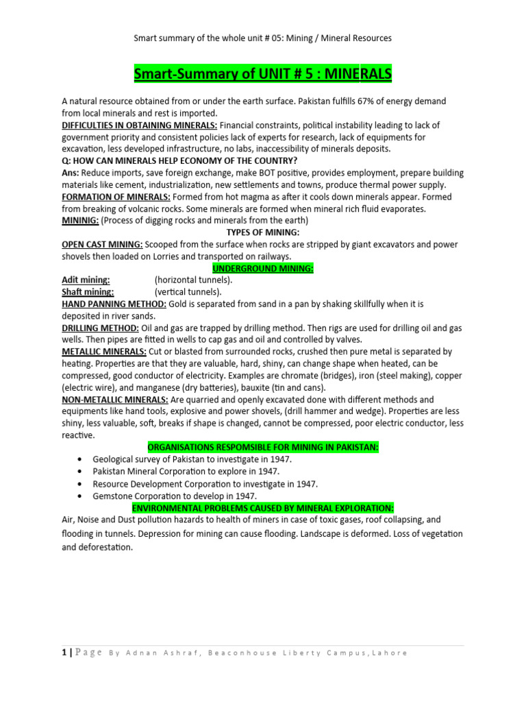 5 - Saummary Mining | PDF | Mining | Nature
