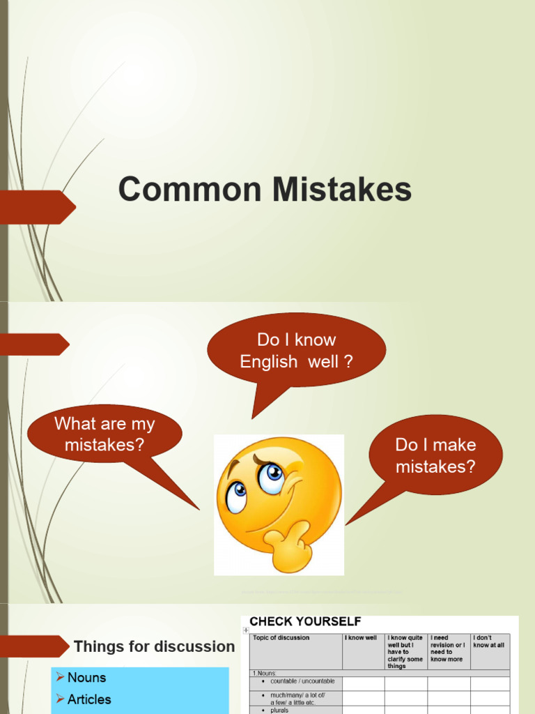 Common Mistakes | PDF | Noun | Grammatical Tense