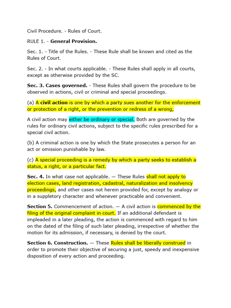 Rules 1 - 3 ROC | PDF | Lawsuit | Pleading