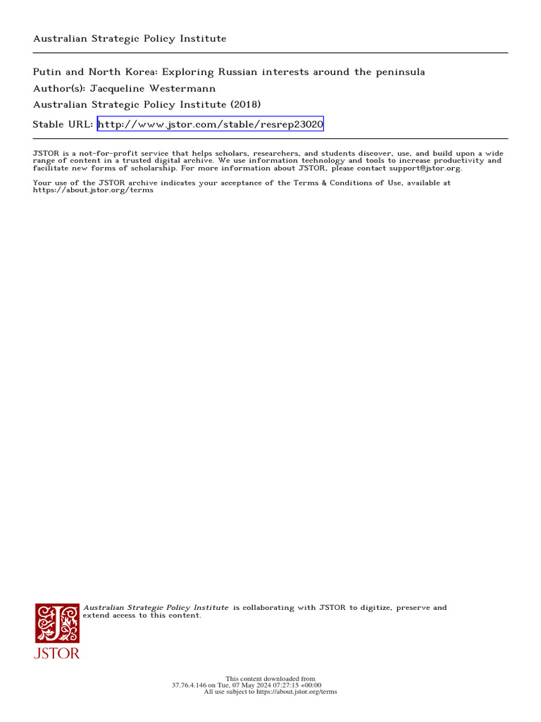 Westermann PutinNorthKorea 2018 | PDF | World Politics | North Korea