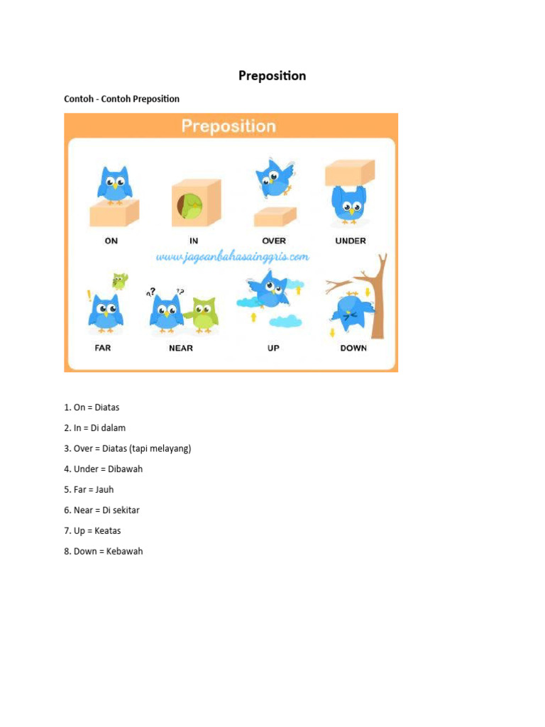Kelas 7 Preposition | PDF