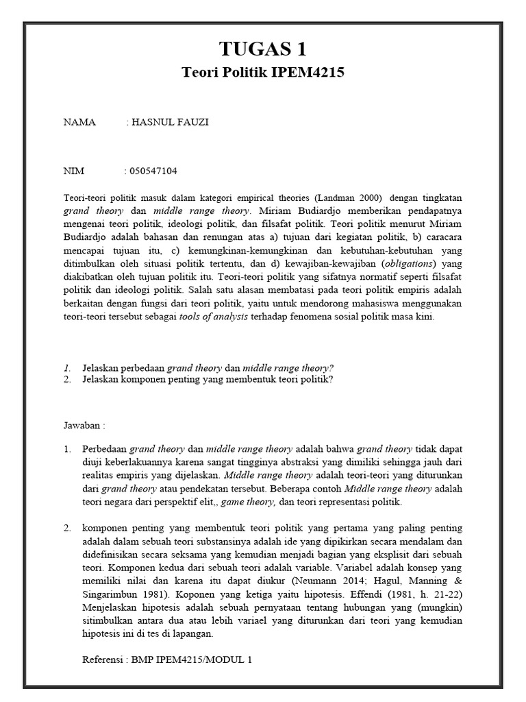 Komponen Utama Teori Politik | PDF