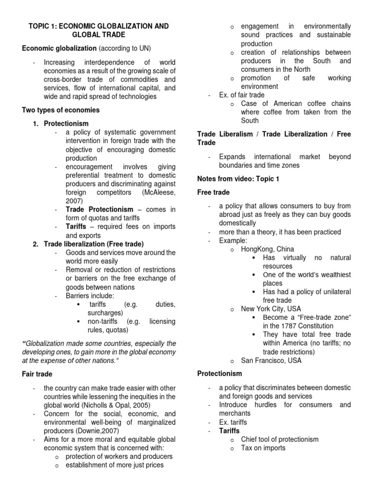 Globalization Pdf Sustainability Free Trade