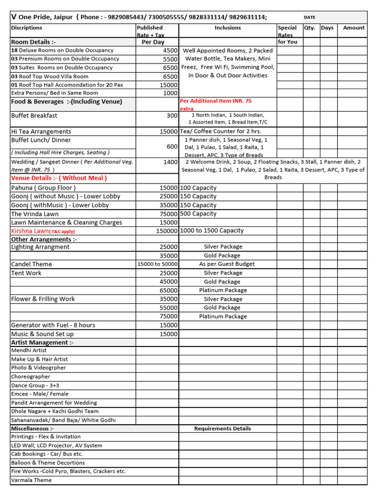 V One Rack Rates | PDF | Lunch | Eating Behaviors Of Humans