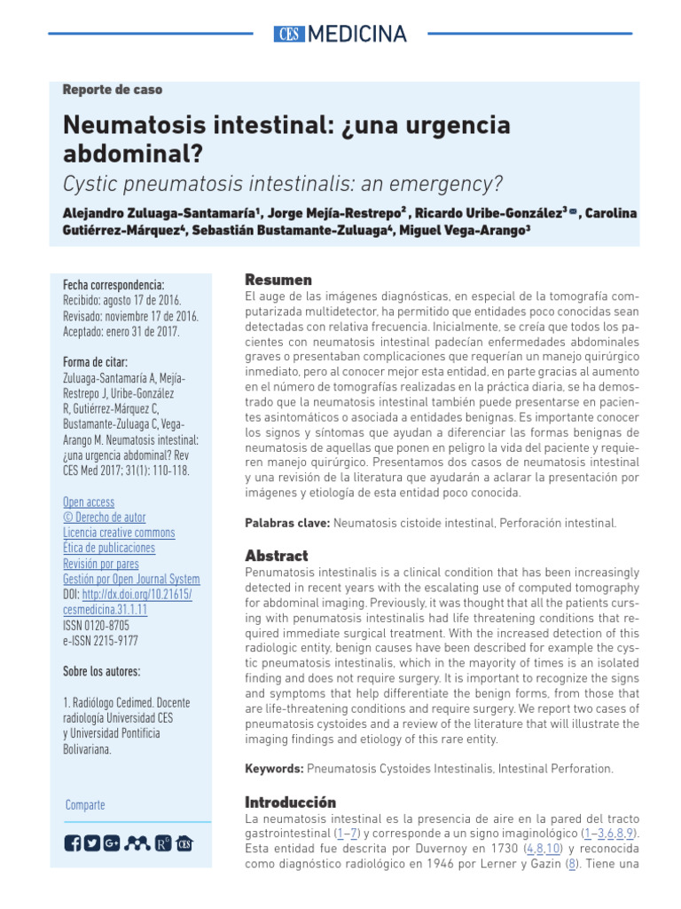 Neumatosis Intestinal | Descargar gratis PDF | Diarrea | Trasplante de ...