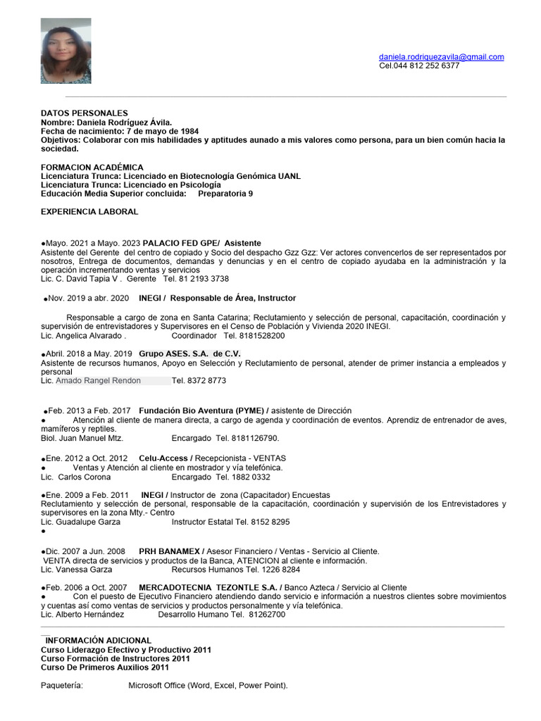 CV Daniel Ard Z Avila 84 | Descargar gratis PDF | Gestión de recursos ...