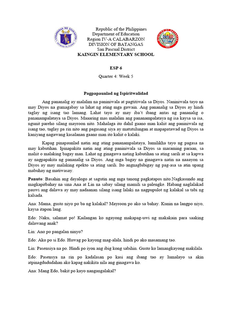 4th LAS Grade 6 WK 5 | PDF