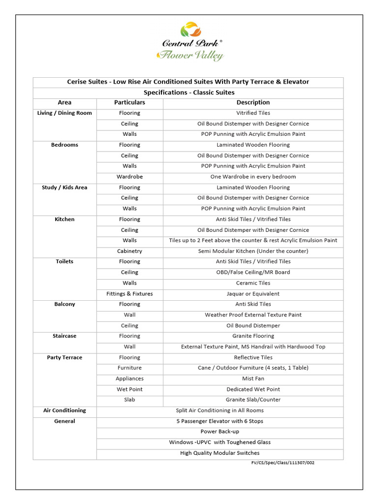 Specification Cerise Suites | Download Free PDF | Flooring | Tile