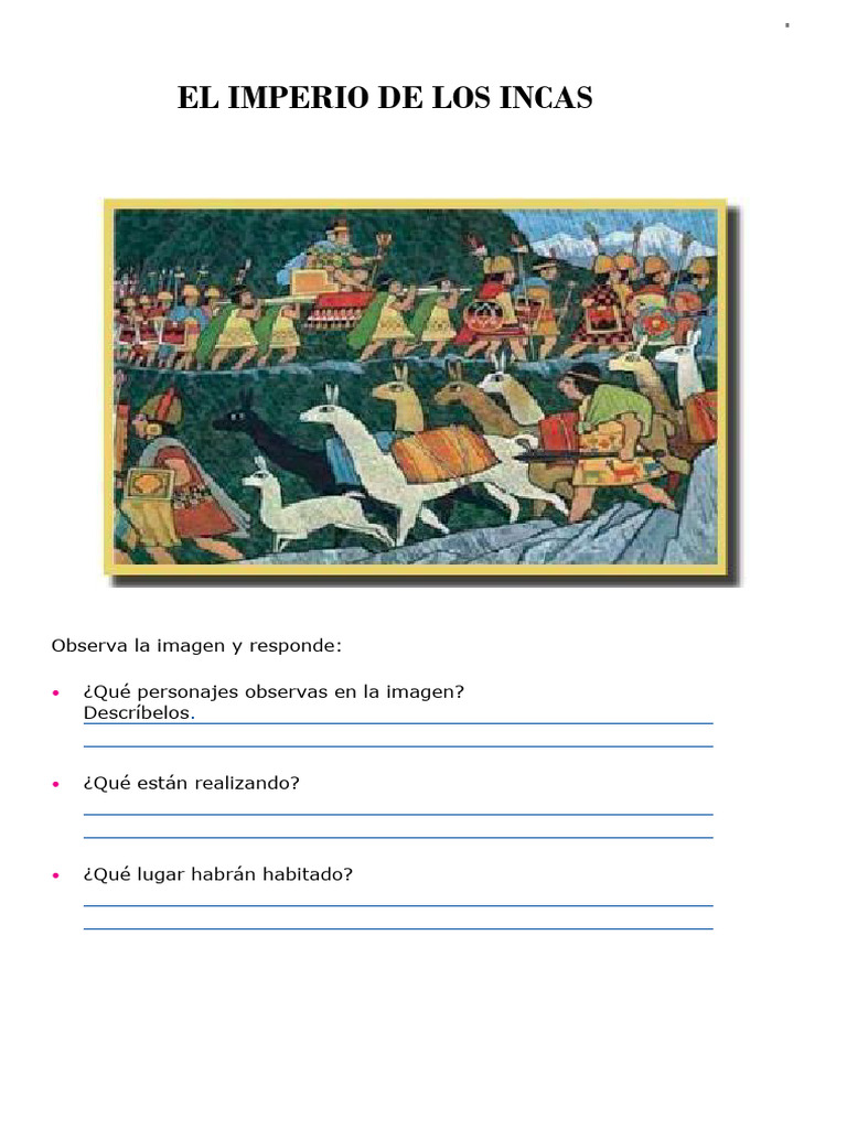 Ficha Del Imperio Incaico-Tarea | Descargar gratis PDF | Imperio Inca | Andes