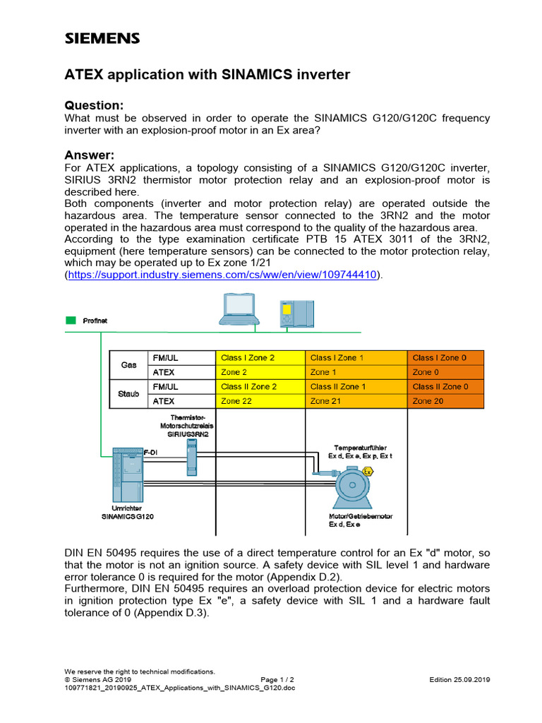 ATEX Applications With SINAMICS G120 | PDF | Relay | Power Inverter