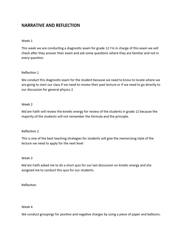 Narrative and Reflection | PDF