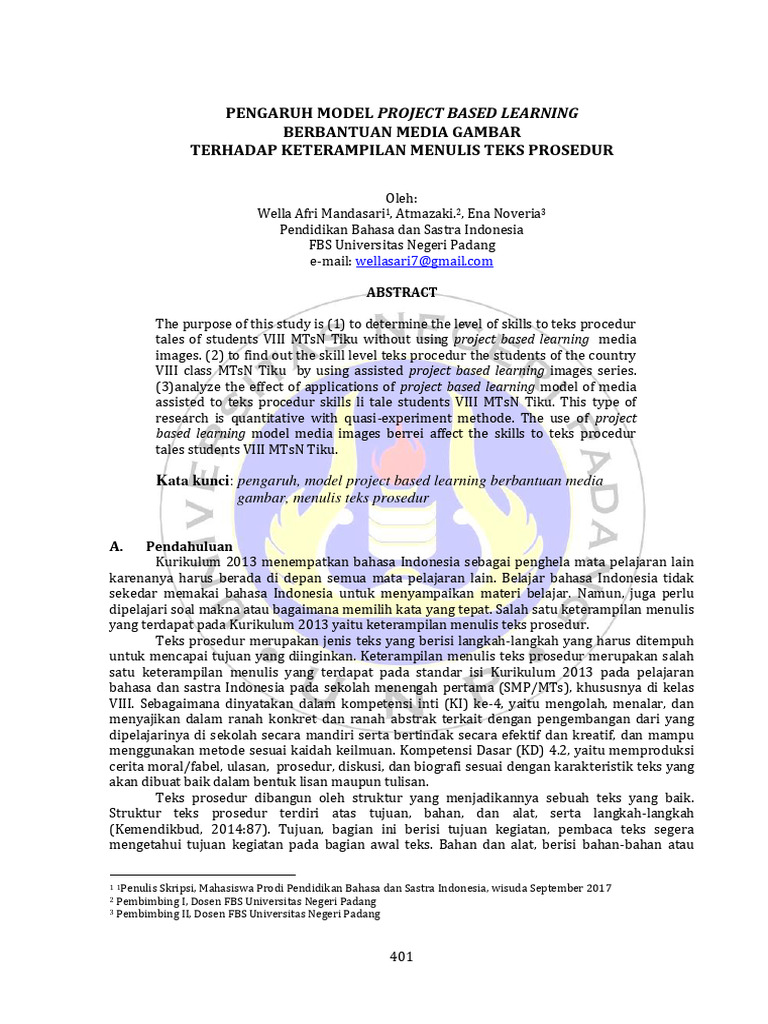 Pengaruh Model Project Based Learning | PDF