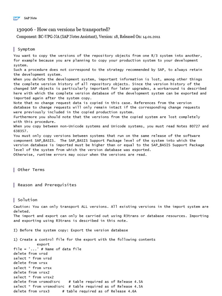 How Can Versions Be Transported | PDF | Software Repository | Databases